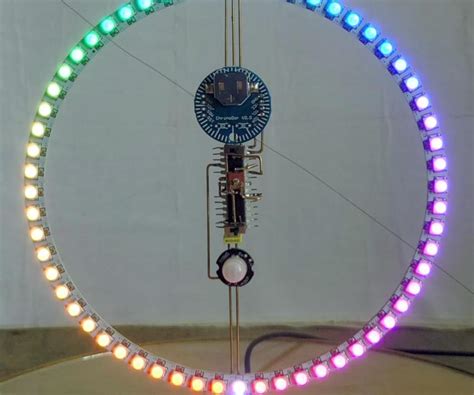 neopixel ring lamp with a circuit sculpture style 4 steps with