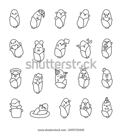 Cute Corn Funny Face Coloring Page Stock Vector Royalty Free 2493733105 Shutterstock
