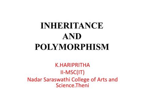 Inheritance And Polymorphism Pptx