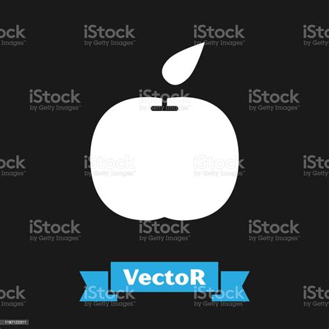흰색 애플 아이콘은 검은 색 배경에 격리 잎 기호와 과일입니다 벡터 일러스트레이션 건강한 식생활에 대한 스톡 벡터 아트 및 기타 이미지 건강한 식생활 과일 다이어트