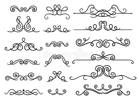 Swirl Decorative Dividers Vintage Twisted Elements Elegant Linear Ornaments Calligraphy Lines