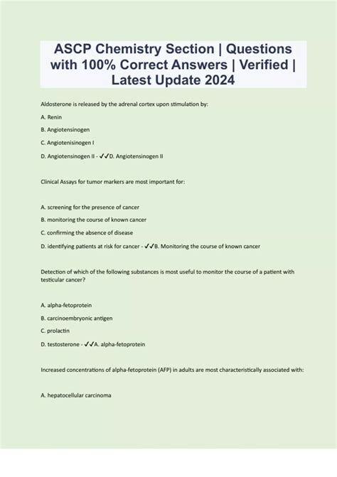 Ascp Chemistry Section Questions With 100 Correct Answers Verified Latest Update 2024