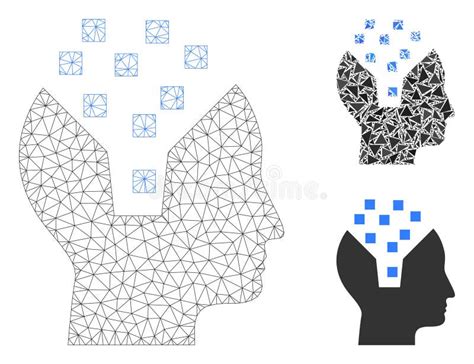 Human Memory Vector Mesh Carcass Model And Triangle Mosaic Icon Stock