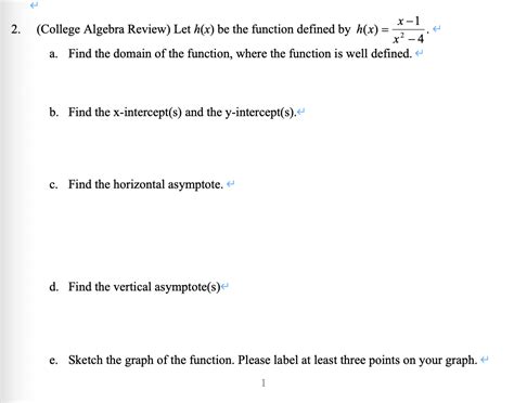 Solved College Algebra Review Let H X Be The Function Chegg Com