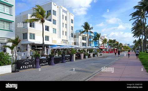 Miami Beach Fl 23 Apr 2021 View Of Classic Art Deco Buildings In