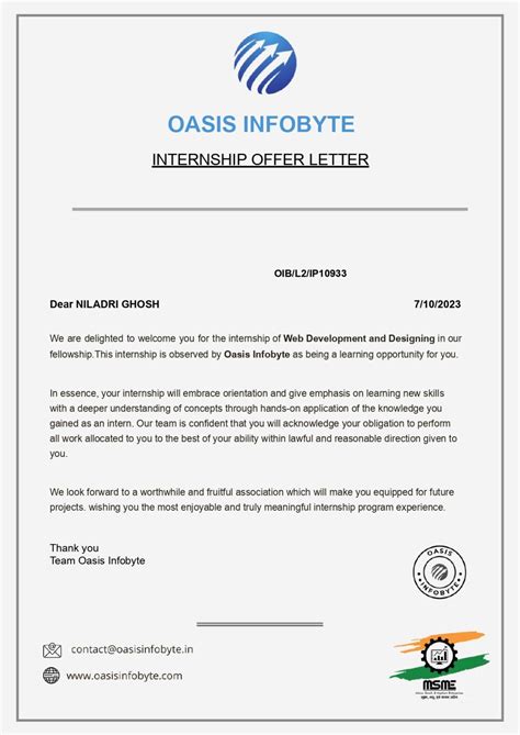 niladri ghosh on linkedin oasis team webdeveloper projects internship