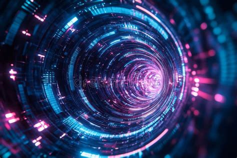A Swirling Mass Of Neon Lit Cybernetic Energy Forming An Abstract