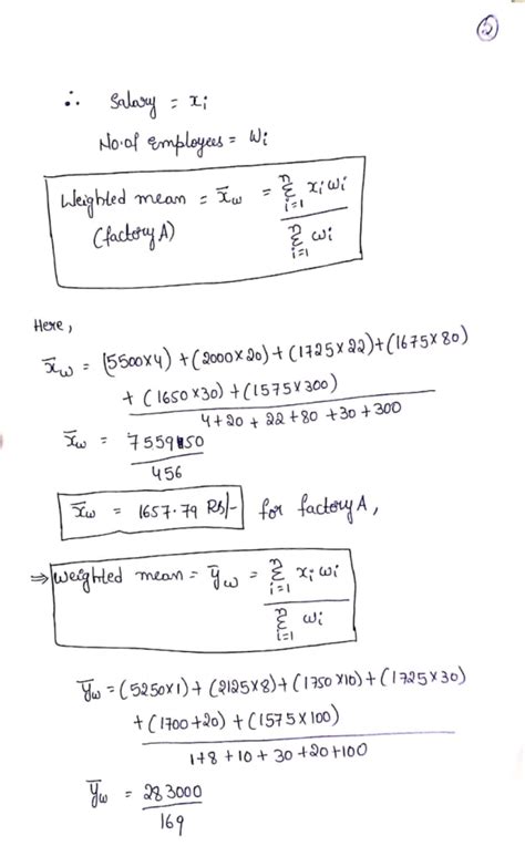 give a detailed example of using a weighted mean 1a in your example