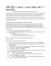 Lab Linux Docx ISM Lab Linux VMs Lab Fall Due Date Tuesday November