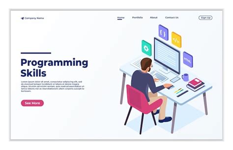 평면 디자인 프로그래머 개념 무료 벡터