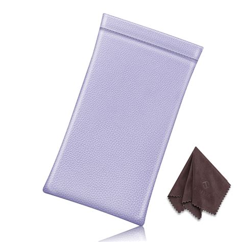Fintie Squeeze Top Eyeglasses Pouch With Cleaning Cloth Leather Soft