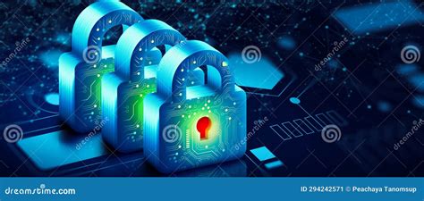 Padlock With Keyhole In Data Security On Circuit Modern Safety Digital
