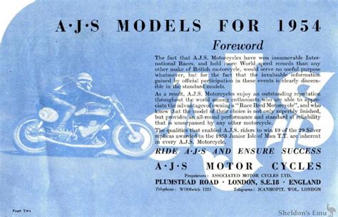 Ajs 1954 Brochure Foreword