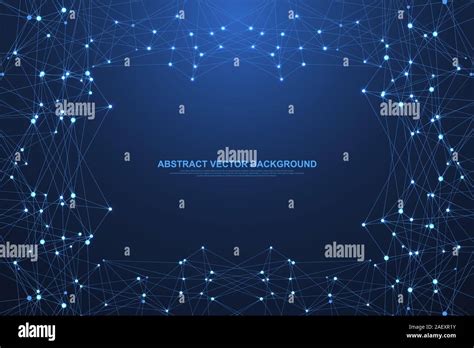 Polygonal Science Background With Connecting Dots And Lines Abstract Plexus Geometric Effect