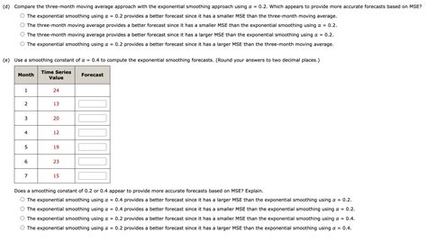 Solved Consider The Following Time Series Data A