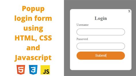 How To Create Popup Login Form Using Html Css And Javascript Youtube