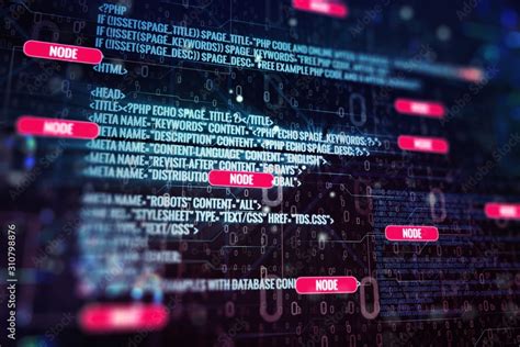 Programming And Coding Concept With Binary Code And Nodes D Rendering Stock Illustration
