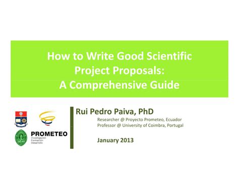 Pdf How To Write Good Scientific Project Proposals A Comprehensive Guide