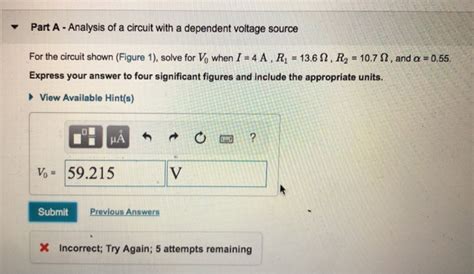 Solved Part A Analysis Of A Circuit With A Dependent