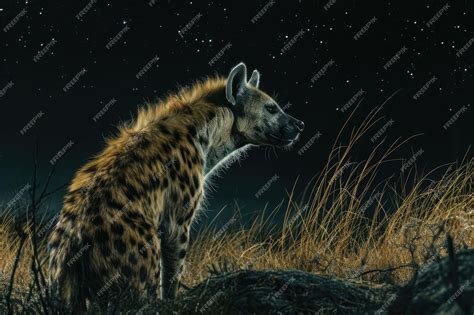 Premium Photo The Nocturnal Prowess Of A Hyena On The Prowl