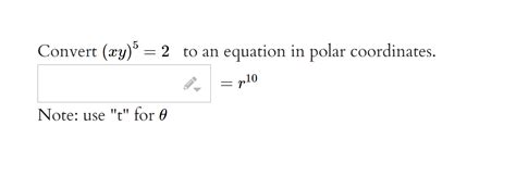 solved convert xy 5 2 to an equation in polar coordinates