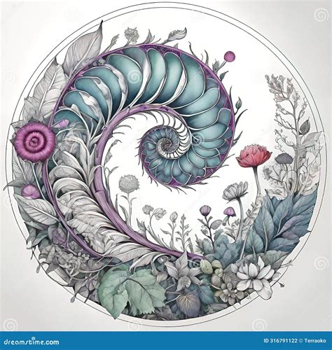 fibonacci sequence circular spiral illustration for adults beautiful