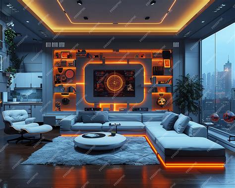 Premium Photo Hightech Smart Home Living Room With Integrated