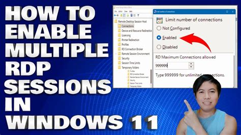 How To Enable Multiple Rdp Sessions In Windows 1011 Youtube