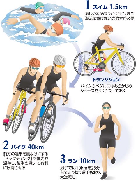 トライアスロンルール オリンピック イラスト解説パリ2024 読売新聞