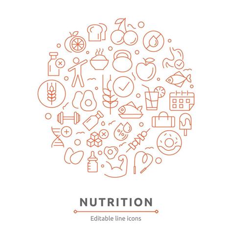 Nutrition And Healthy Food Icons Set Detox Diet Metabolism Caunt