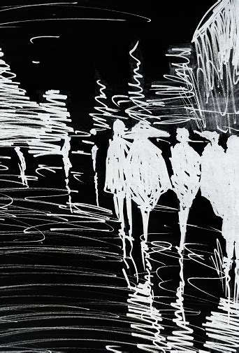 추상적 인 도시와 사람들의 실루엣을 그립니다 추상적 인 예술적 배경 흑백 개념에 대한 스톡 벡터 아트 및 기타 이미지 개념 거리 건축 Istock