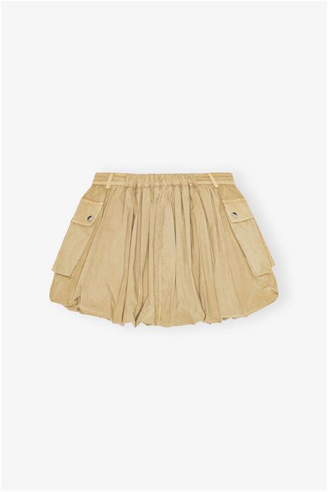 Beige Washed Cotton Mini Bubble Skirt Ganni Ca