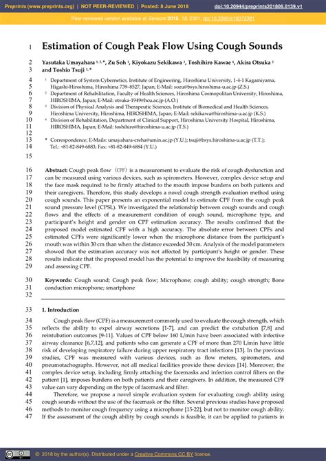 Pdf Estimation Of Cough Peak Flow Using Cough Sounds