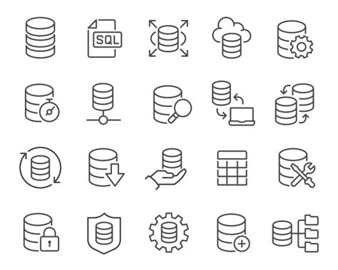 Database Icons Server Data Processing Cloud Vector Image