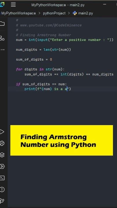 Finding Armstrong Number Python Series Youtube