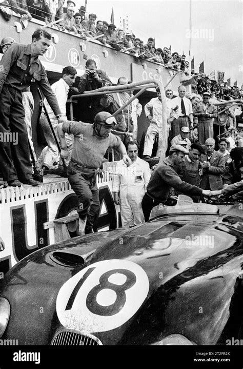 1953 Le Mans Winning Jaguar C Type Car Number 18 In The Pits With