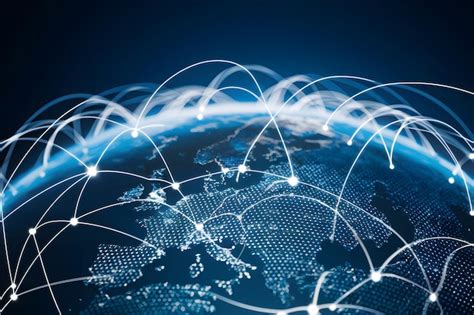 Digital Globe With White Interconnected Lines Symbolizing Global Network And Communication