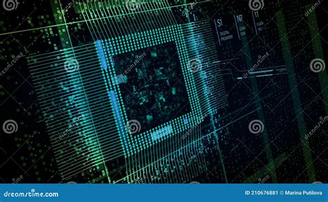 CPU Chip On Motherboard Abstract D Render Of A Computer Processor Chip On A Circuit Board