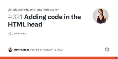 Adding Code In The HTML Head Issue Victoriadrake Hugo Theme Introduction GitHub