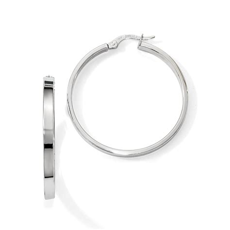 14k White Gold Polished Hoop Earrings 14k White Gold Earrings