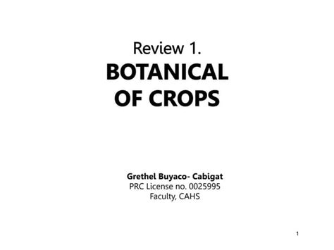 1 Botanical Classification Ppt Agriculture Industries