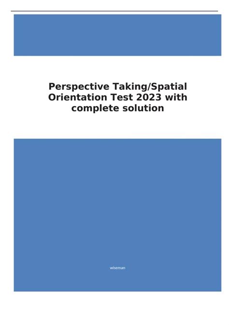 Perspective Takingspatial Orientation Test 2023 With Complete Solution