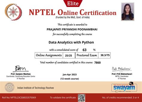 Priyanshi Prajapati On Linkedin Connections Python Nptel Swayam Dataanalyticswithpython
