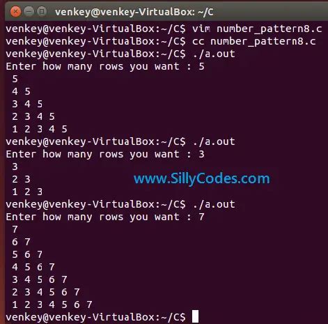 Pattern 31 C Program To Print Below Number Pattern Using For Loops