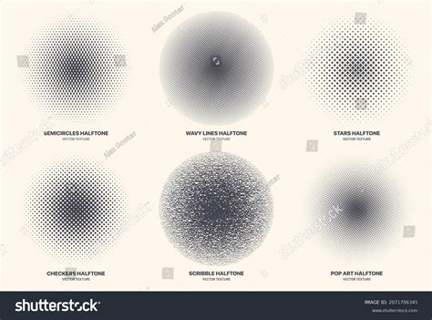 Different Variations Modern Halftone Texture Set Stock Vector Royalty Free