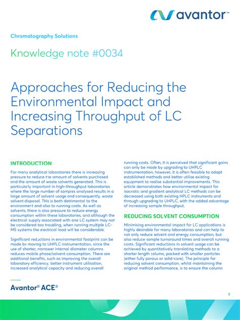 Reducing Environmental Impact Of Lc Separations