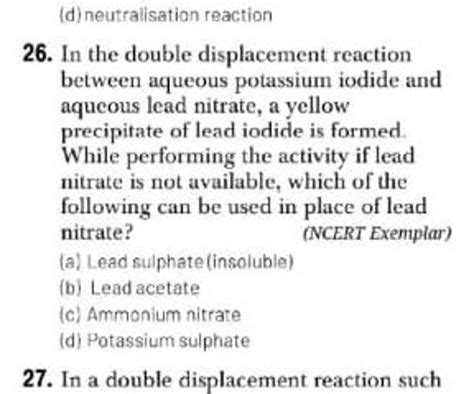 In The Double Displacement Reaction Between Aqueous Potassium Iodide And