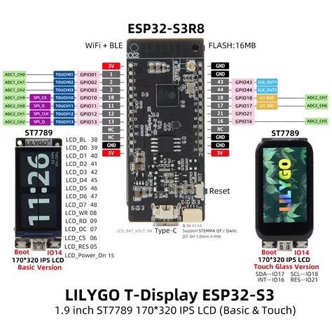 lilygo t display s3 1 9英寸lcd显示开发板wifi蓝牙5 0无线模块