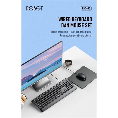 Jual Robot Set Combo Keyboard And Mouse Km2600 For Komputer Laptop Original Garansi Resmi 1