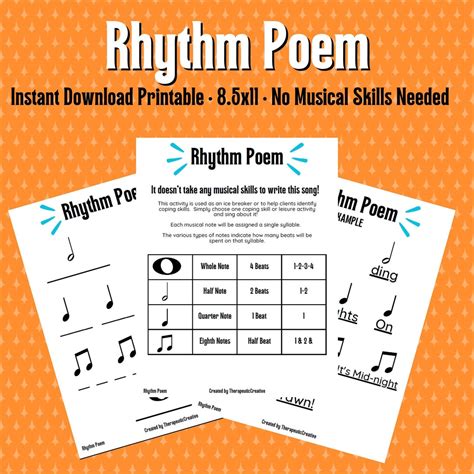 Rhythm Poem Therapy Activity Music Therapy Recreation Therapy Clinical Therapy Worksheet Getting